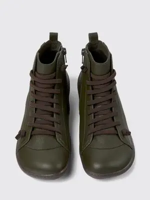 Camper Peu Calf Leather Outdoor Ankle Boots With Elastic Laces And Zip