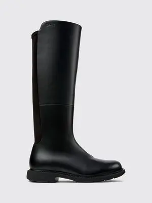 Camper Neuman Smooth Leather Knee-high Boots With Side Zip And Round Toe - Black