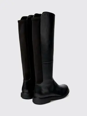 Camper Neuman Smooth Leather Knee-high Boots With Side Zip And Round Toe - Black
