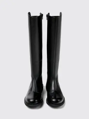 Camper Neuman Smooth Leather Knee-high Boots With Side Zip And Round Toe - Black