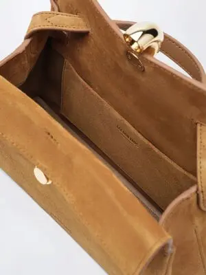 Jacquemus Valérie Suede Calfskin Handbag With Flat Handle - Brown