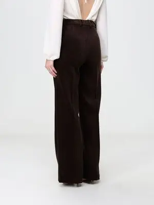 HANITA High-waisted Wide-leg Velvet Trousers With Belt Loops - Brown
