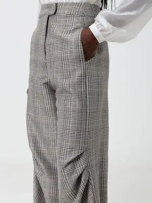 HANITA Prince Of Wales Crêpe High-waisted Flared Trousers