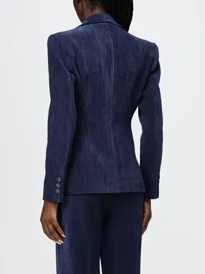 HANITA Single-breasted Velvet Blazer With Lapel Collar And Slit Pockets - Blue