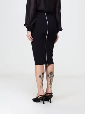 HANITA High-waisted Jersey Pencil Midi Skirt With Back Slit - Black