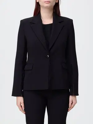 HANITA Single-breasted Polyester Blazer With Lace Inserts And V-revers - Black