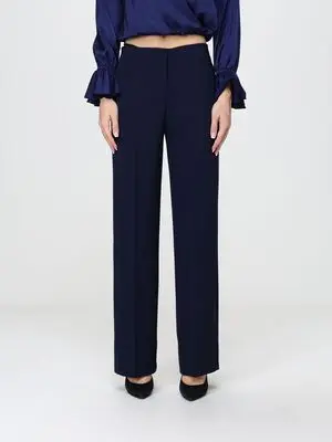 HANITA Wide-leg Tailored Crêpe Trousers With Mid-rise Waist - Blue