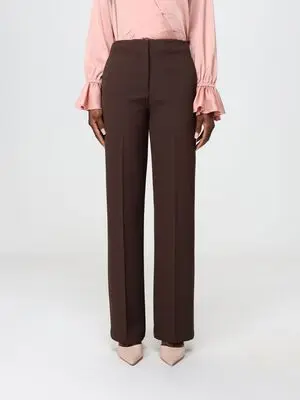HANITA Wide-leg Tailored Crêpe Trousers With Mid-rise Waist - Brown