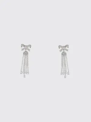 SELF-PORTRAIT Chrome-plated Brass Dangle Earrings With Rhinestones - Silver