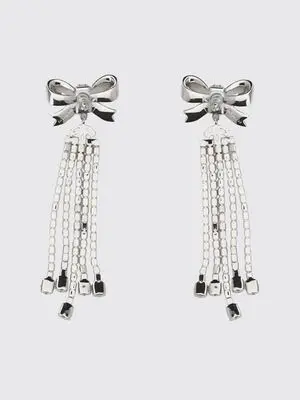 SELF-PORTRAIT Chrome-plated Brass Dangle Earrings With Rhinestones