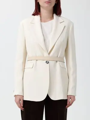 HANITA Single-breasted Viscose Blend Blazer With Waist Belt And Lapels - Yellow Cream