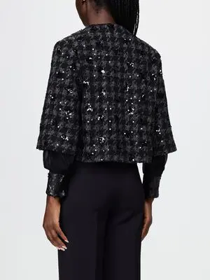 HANITA Cropped Jacket With Houndstooth Embroidery And Sequins