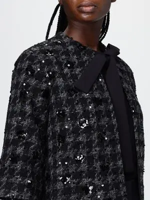 HANITA Cropped Jacket With Houndstooth Embroidery And Sequins