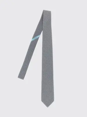 FERRAGAMO All-over Gancini Monogram Pure Silk Tie - Grey