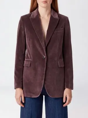 CIRCOLO 1901 Single-breasted Velvet Blazer With Peak Lapels - Brown