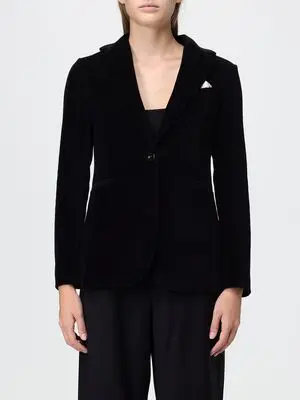 CIRCOLO 1901 Single-breasted Velvet Blazer With Slit Pockets - Black