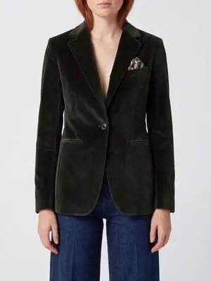 CIRCOLO 1901 Single-breasted Velvet Blazer With Slit Pockets - Green