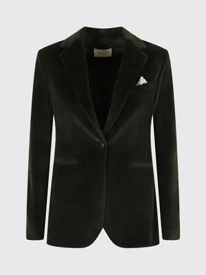 CIRCOLO 1901 Single-breasted Velvet Blazer With Slit Pockets - Green