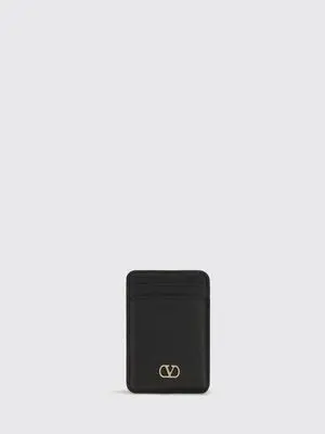 Valentino Garavani Vlogo Signature Grained Calfskin Leather Card Holder - Black