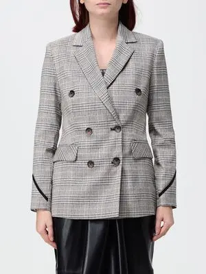 HANITA Double-breasted Houndstooth Rayon-blend Blazer - Beige