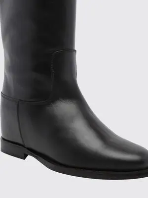 VIA ROMA 15 Knee-high Wedge Boots In Calfskin Leather With Pull-tab - Brown