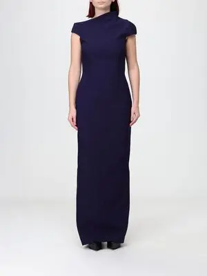 Solace London Long Crêpe Sheath Gown With An Asymmetrical Neckline - Blue