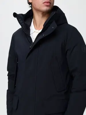 SAVE THE DUCK Knee-length Softshell Parka With Hood And High Neck - Black