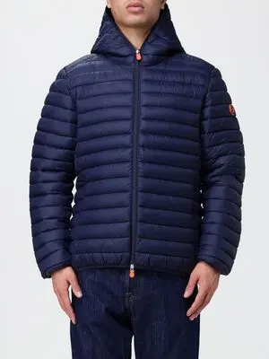 SAVE THE DUCK Short Quilted Nylon Puffer Jacket With Hood And Zip Closure - Navy