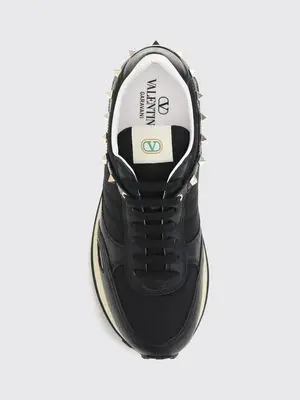 Valentino Garavani Stud Up Leather And Nylon Sneakers With Rockstud Embellishments - Black
