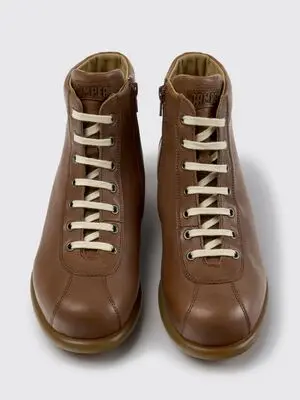 Camper Pelotas Lace-up Leather Ankle Boots With Side Zip