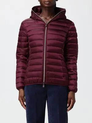SAVE THE DUCK Short Nylon Puffer Jacket With Hood And Thermoplume® Padding - Wine