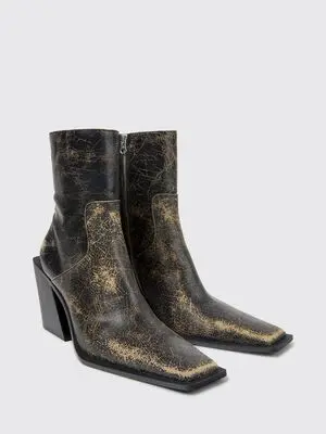 Camper Escandalo Two-tone Leather Western Boots With Square Toe And Zip