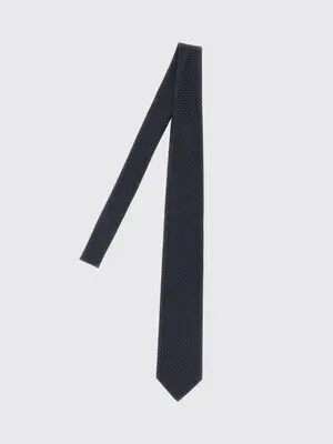 Brioni Silk Tie With Chevron And Polka Dot Pattern - Blue 1