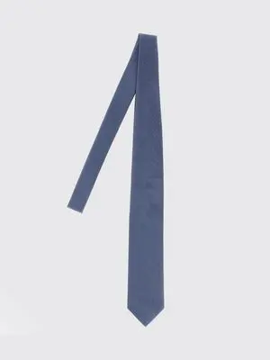 Brioni Silk Tie With Chevron And Polka Dot Pattern Blue