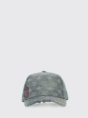 Dsquared2 Jacquard Logo Cotton Denim Baseball Cap With A Rigid Visor - Blue