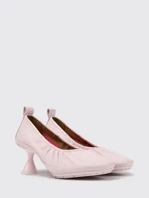 Camper Right Left Smooth Leather Pumps With Mid Spool Heel - Pink