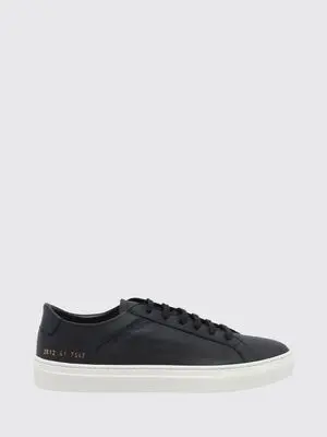 COMMON PROJECTS Achilles Grained Leather Low-top Sneakers With Printed Logo - Black