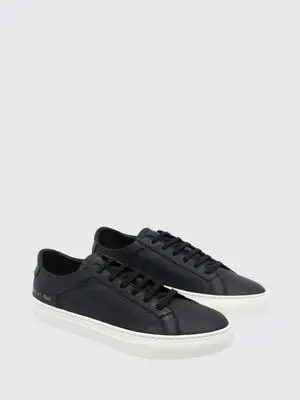 COMMON PROJECTS Achilles Grained Leather Low-top Sneakers With Printed Logo - Black