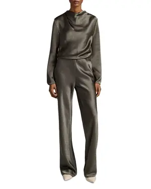 Vince Draped Cowl Neck Long Sleeve Top - Dusty Olive