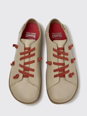 Camper Twins Leather Slip-on Trainers With Embroidery And Elastic Laces