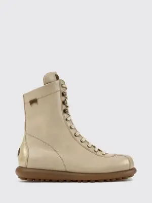 Camper Pelotas Smooth Leather Combat Boots With Lug Sole And Side Zip - Multicolor