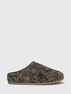 UGG Animal Print Suede Mules With Wool Interior - Walnut