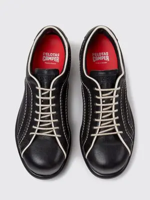Camper Pelotas Low-top Sneakers In Leather With Contrast Stitching - Black