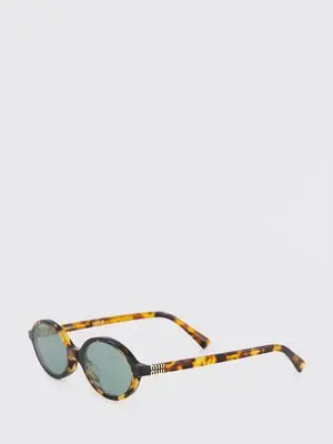 Miu Miu Oval Sunglasses In Tortoiseshell Acetate With Logo - Beige