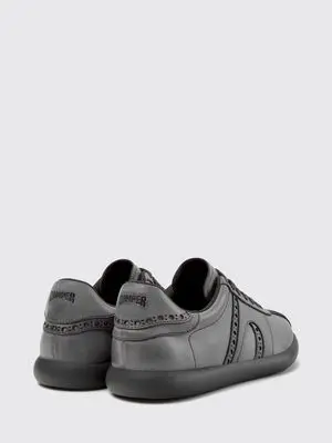 Camper Twins Calfskin Leather Trainers With Brogue Detailing And Tonal Logo - Grey
