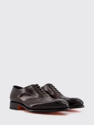 Santoni Elegant Smooth Leather Oxford Shoes With Leather Sole