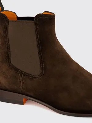Santoni Suede Calfskin Chelsea Boots With Pull Tab