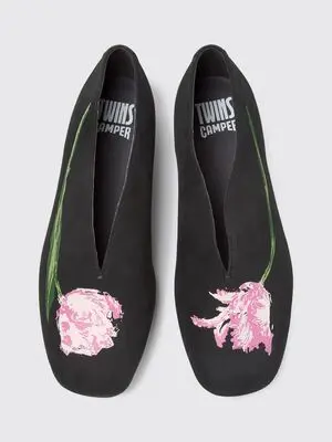 Camper Twins Floral Pattern Calf Leather Ballet Flats