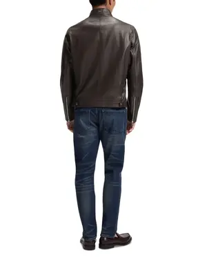 BOSS H-mansell Stand Collar Zip Leather Jacket