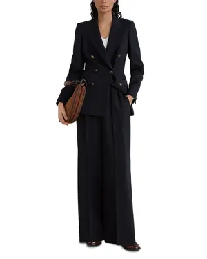 REISS Petite Lauryn Double Breasted Twill Blazer